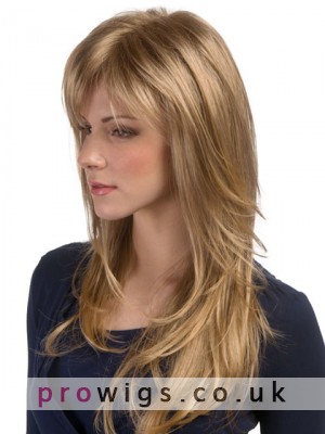 Extra Long Face Framing Feathered Layered Cut Wig, Synthetic Mens Wigs ...