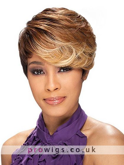 Asymmetrical Style Short Wavy Synthetic Wig, Full Lace Human Hair Wigs ...